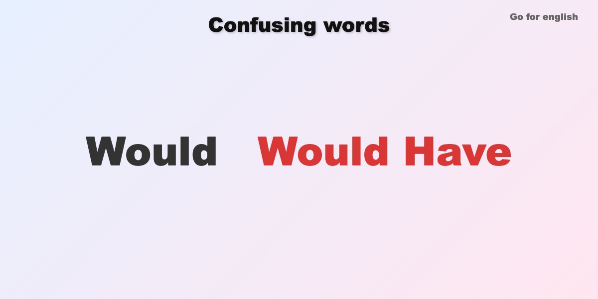 Would vs Would Have » Go for English
