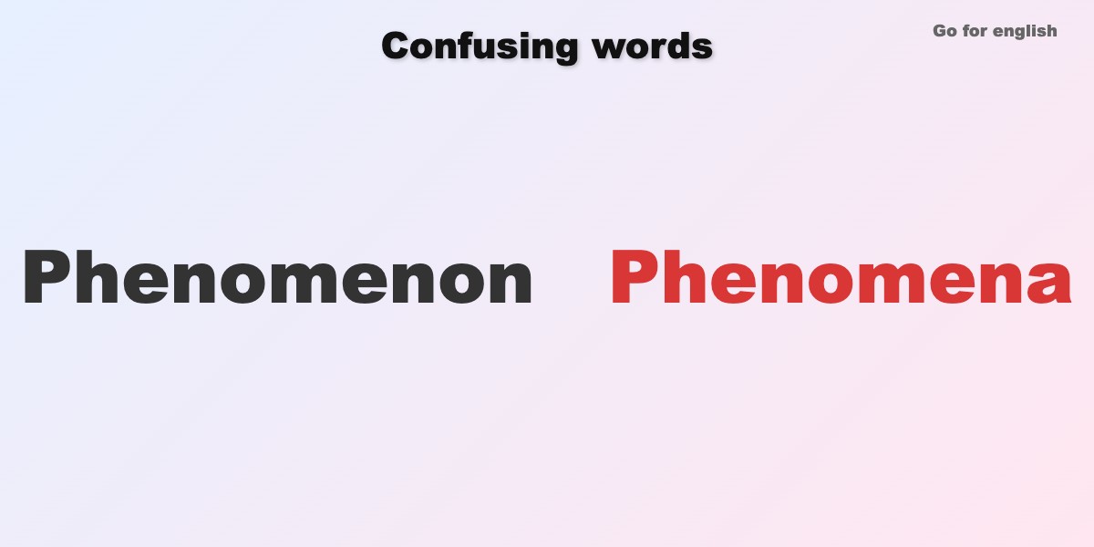 Phenomenon vs Phenomena » Go for English