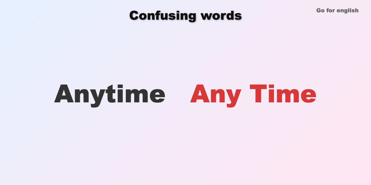 Anytime vs Any Time » Go for English